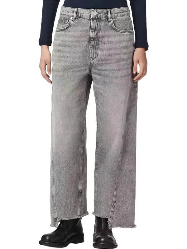 ALLSAINTS Frayed Raw-hem Wide-leg Jeans - Grey