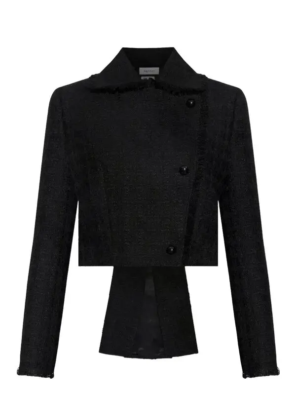 Alexander McQueen Asymmetrical Tweed Jacket - Black