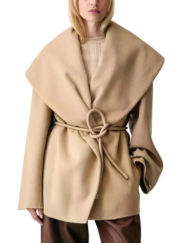 Sportmax Uguale Belted Shawl-collar Jacket - Neutrals