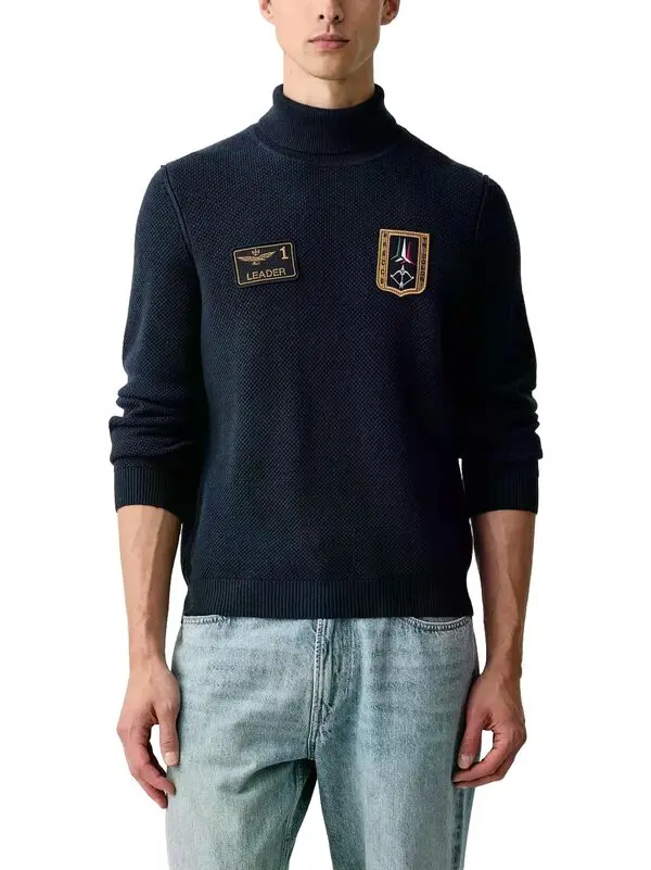 AERONAUTICA MILITARE Patch-detail Roll-neck Jumper - Blue