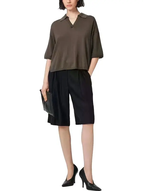 ALLSAINTS Bern Mixed-panel Polo-style Top - Brown