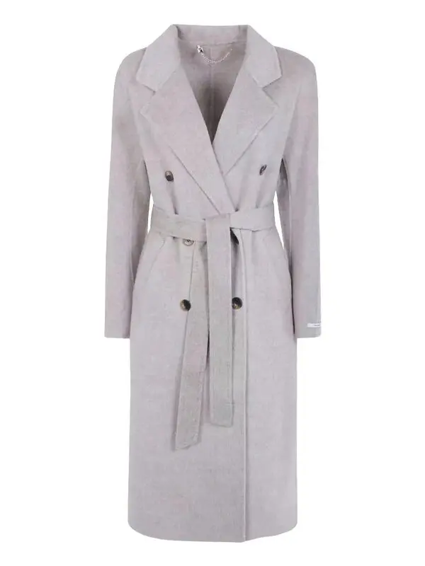 GIOVANNI PARIS Olive Double-breasted Belted Coat - Neutrals