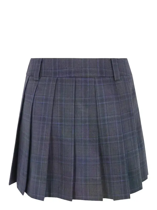 DUNST Check Pleated Mini Skirt - Grey