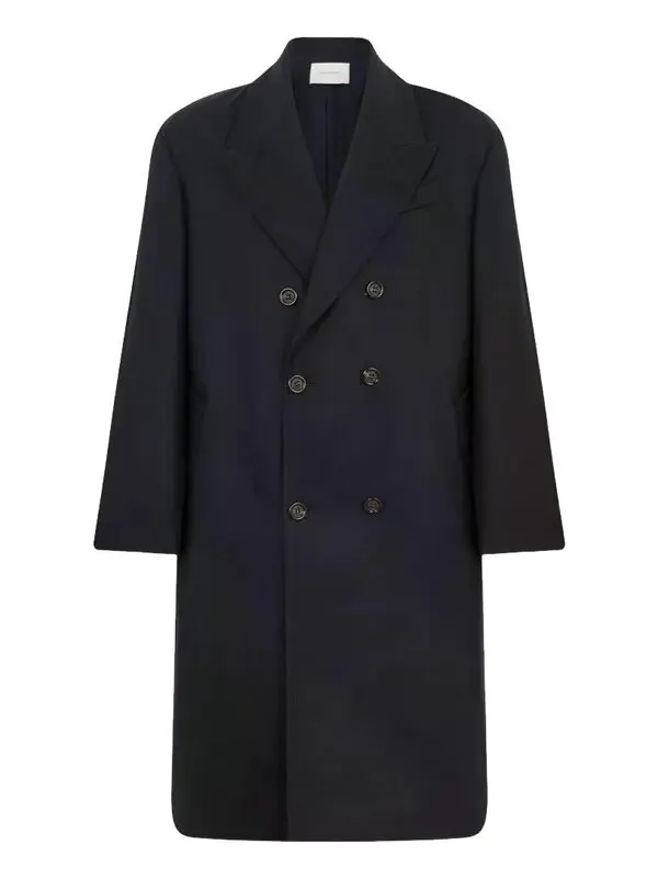PAOLO PECORA Double-breasted Loose-fit Coat - Blue