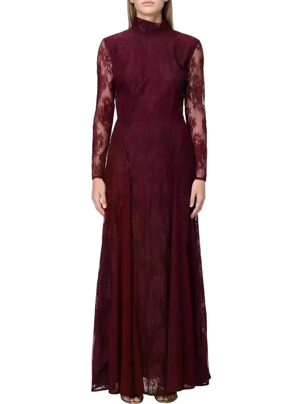 HANITA Lace-overlay Floor-length Maxi Dress - Red
