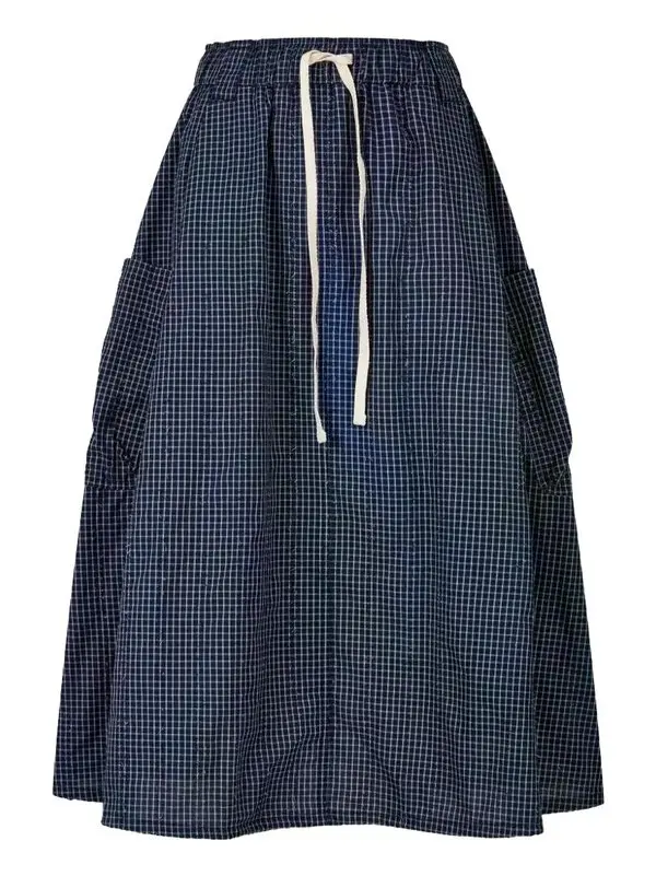 STUDIO TOMBOY Checkered Balloon Midi Skirt - Blue