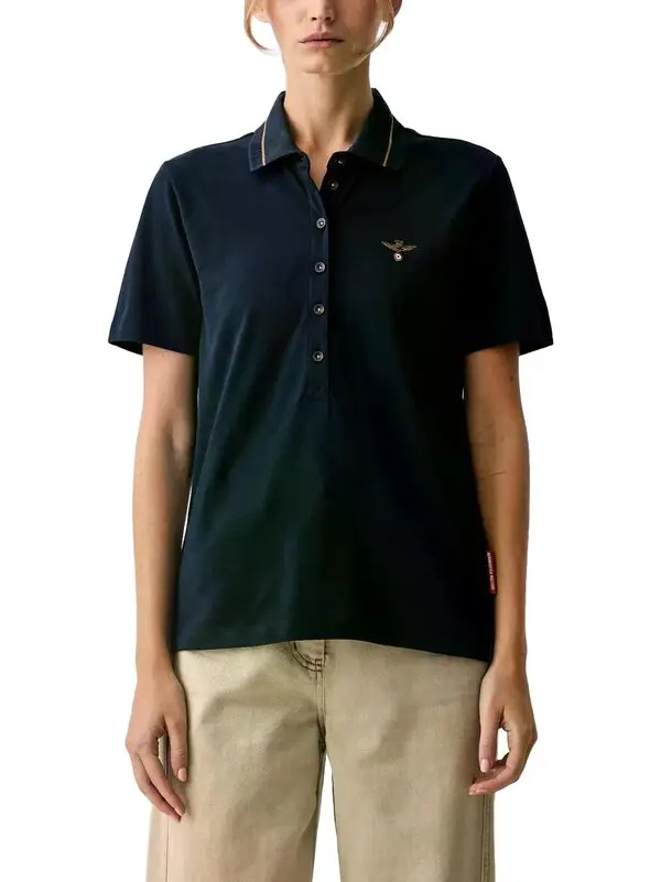 AERONAUTICA MILITARE Logo-embroidered Piqué Polo Shirt - Blue