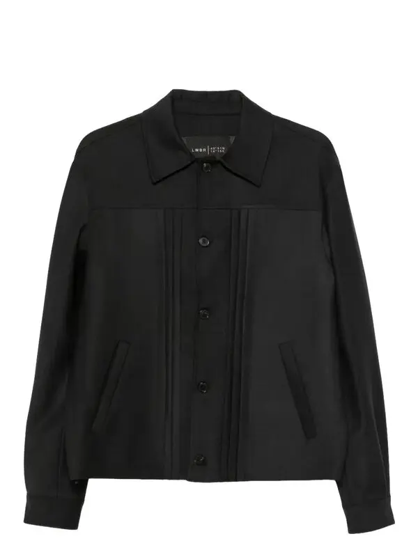 LOW BRAND Fold Pleated Button-up Jacket - Black