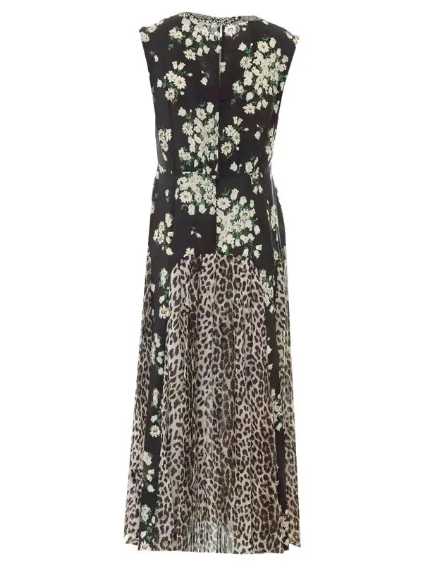 Rixo Coralie Floral-print Leopard-pattern Midi Dress - Black