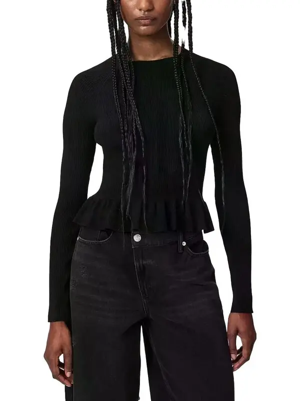 ALLSAINTS Jas Ribbed Peplum Sweater - Black