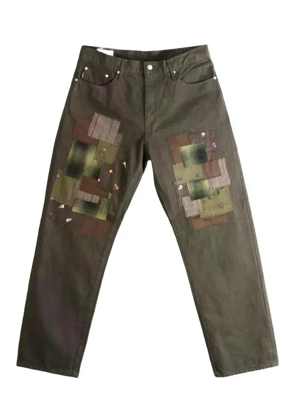 VOWELS Patchwork Embroidered Jeans - Brown