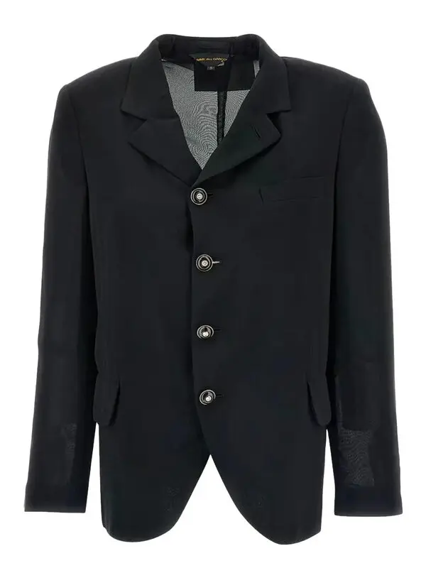 Comme Des Garçons Sheer-panelled Button-up Jacket - Black