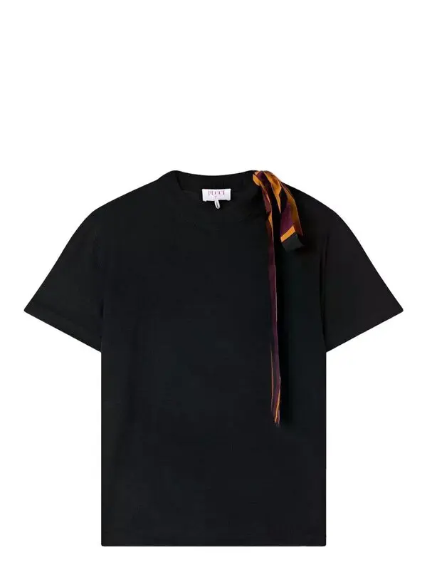 Emilio Pucci Wool T-shirt With Scarf Detail - Black