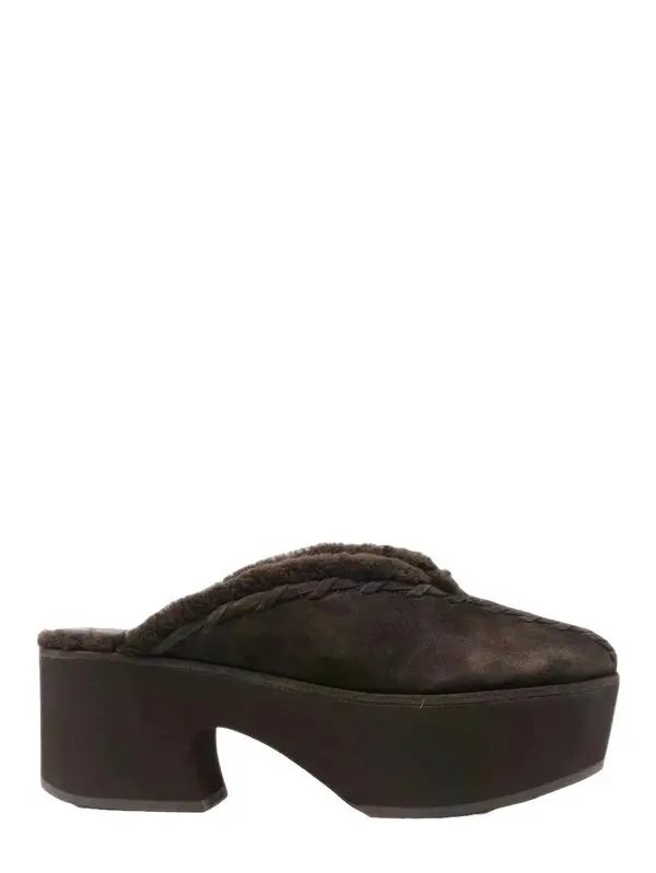 Cult Gaia Tazz Shearling-trim Mules - Brown