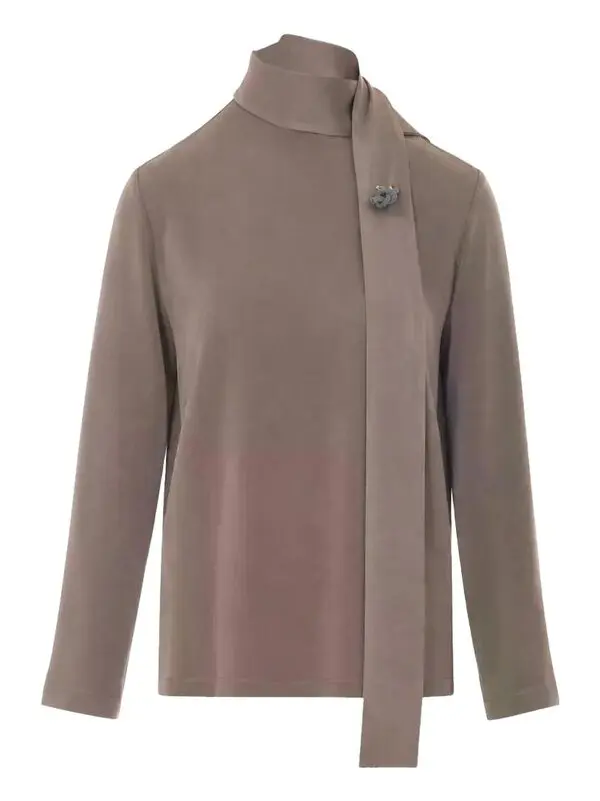Fabiana Filippi Scarf-detail Brooch-embellished Top - Neutrals