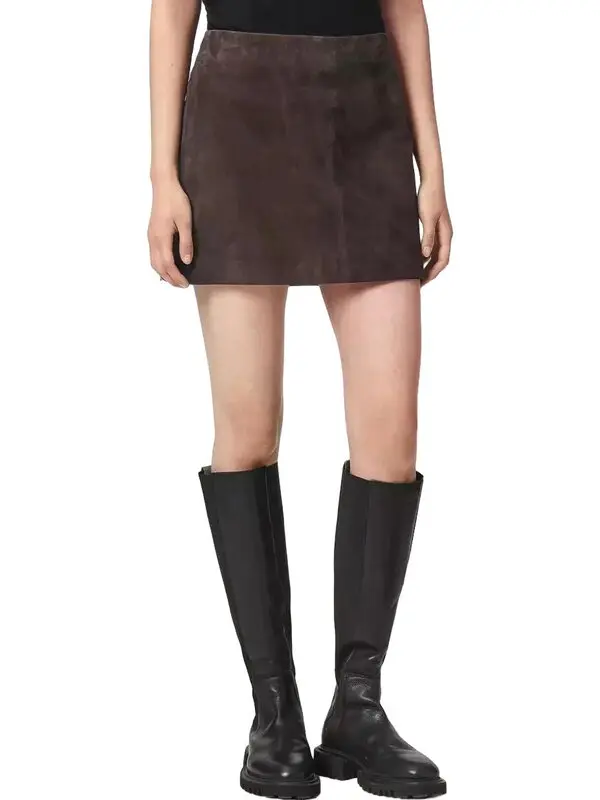 ALLSAINTS Renai Suede Mini Skirt - Brown