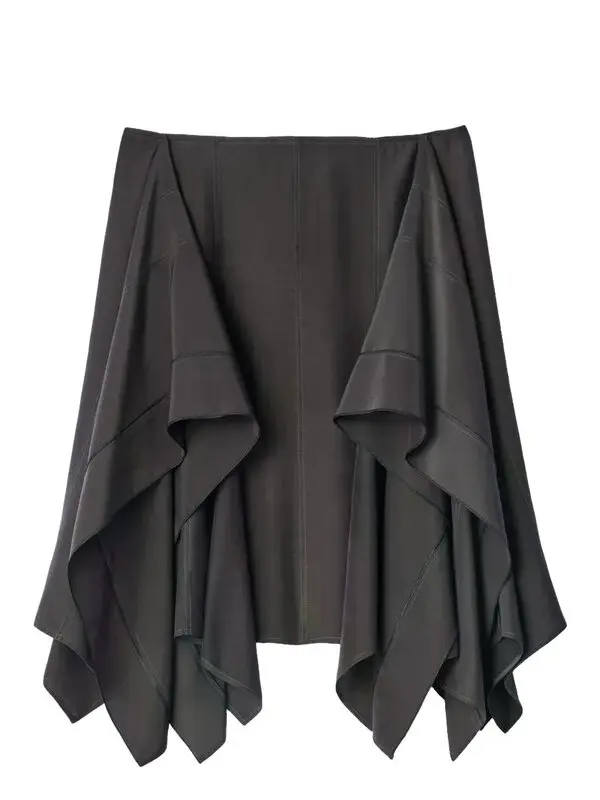 LEMAIRE Panelled Skirt In Silk And Viscose Cloth - Brown
