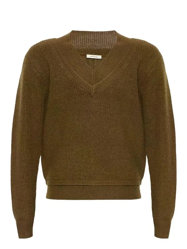 ENTIRE STUDIOS V-neck Elbow-patch Sweater - Brown