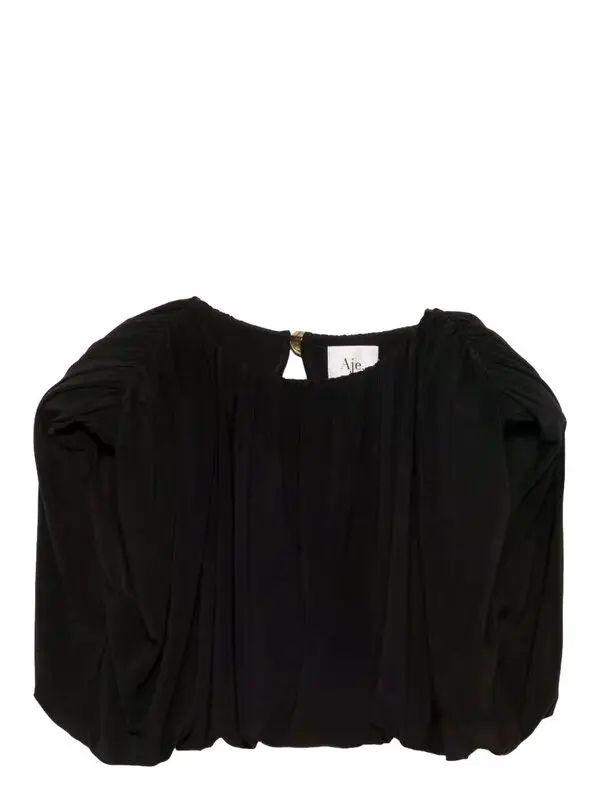 Aje Lunaria Padded-shoulder Gathered Top - Black