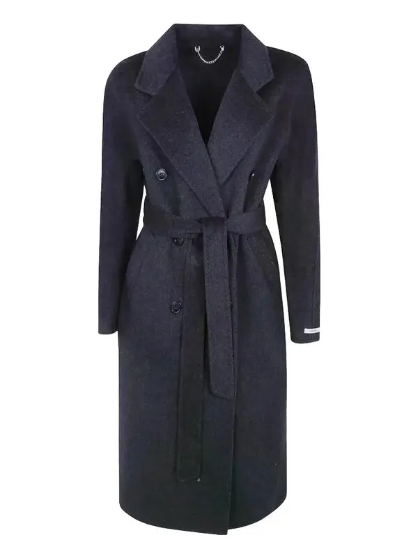 GIOVANNI PARIS Olive Double-breasted Belted Coat - Grey
