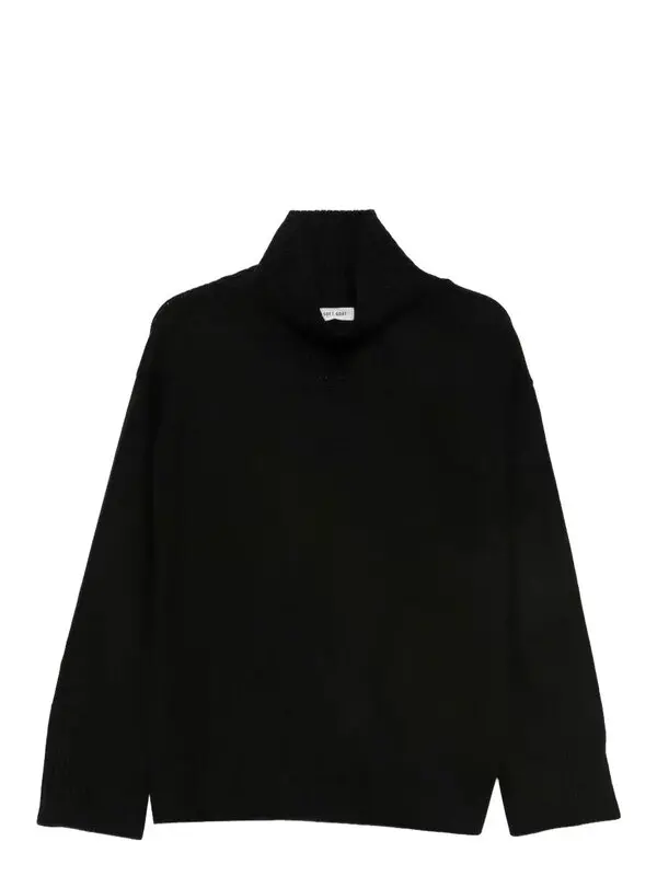 Soft Goat Ribbed-knit Roll-neck Sweater - Black