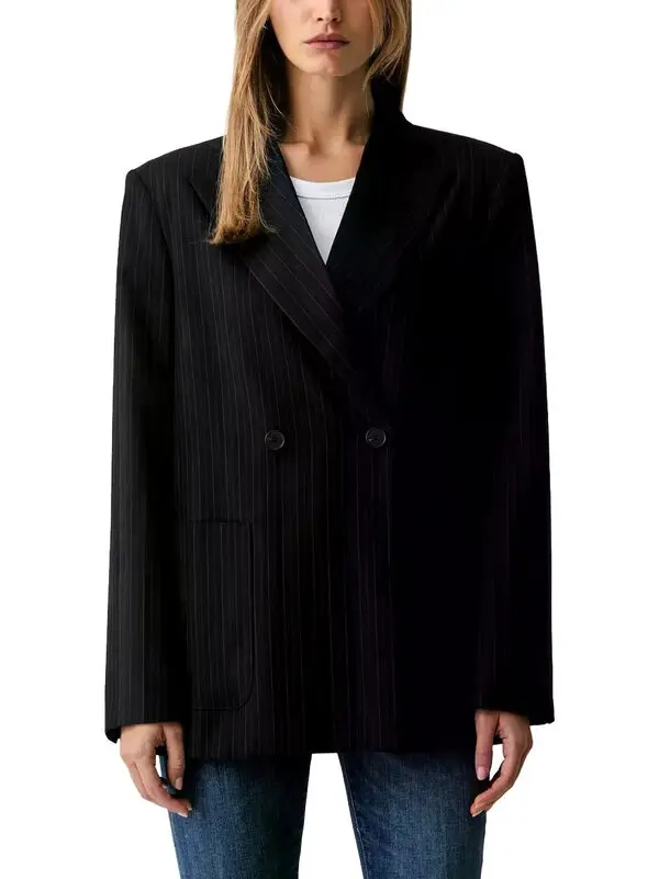 VICOLO Pinstripe Double-breasted Blazer - Black