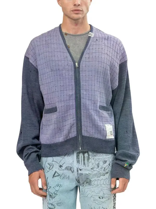 Mihara Yasuhiro Distressed Knit Cardigan - Blue