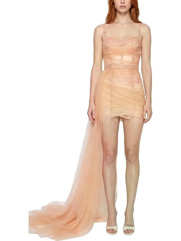 MARIA LUCIA HOHAN Elsinora Ruched Lace-trimmed Mini Dress - Pink