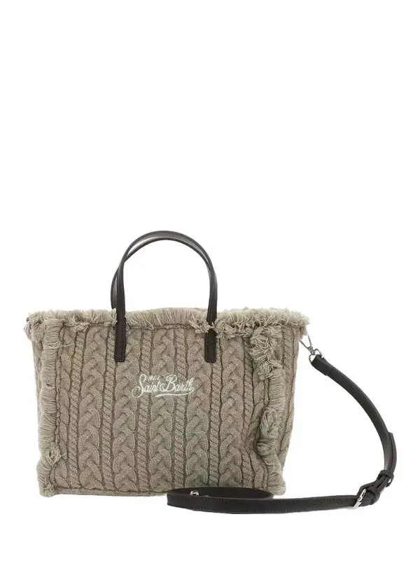 MC2 SAINT BARTH Cable-knit Frayed Tote Bag - Neutrals