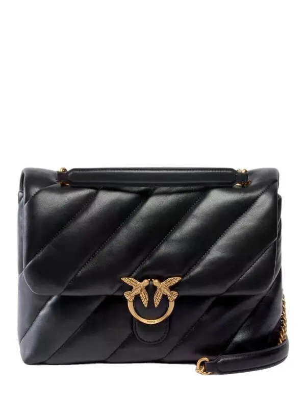 Pinko Large Love Bag Puff Maxi Quilt New Buckle Shoulder Bag - Black