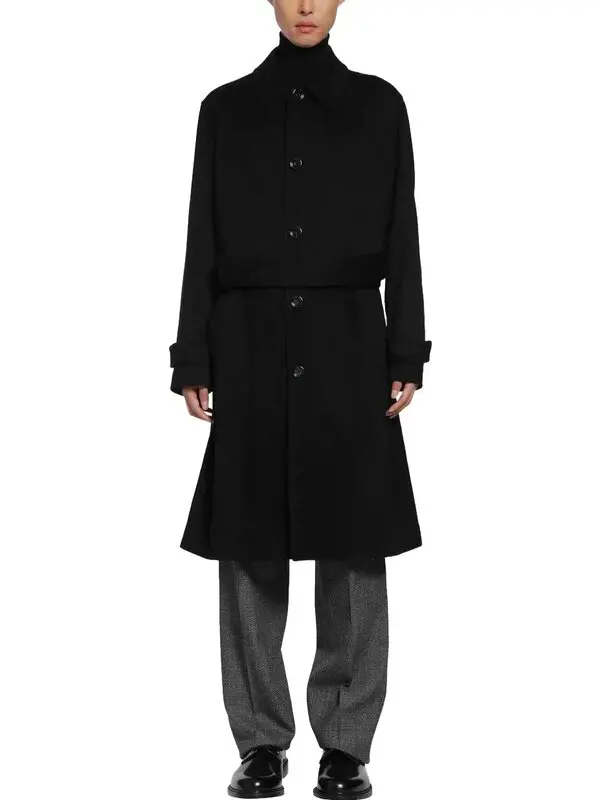 LARDINI Belted Single-breasted Trench Coat - Black
