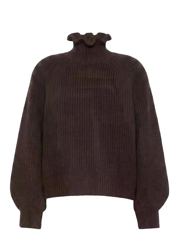 Max Mara Ruffled High-neck Sweater - Brown