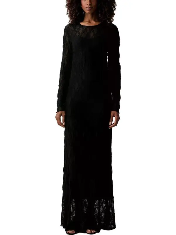 TWINSET Floral-lace Long-sleeve Dress - Black
