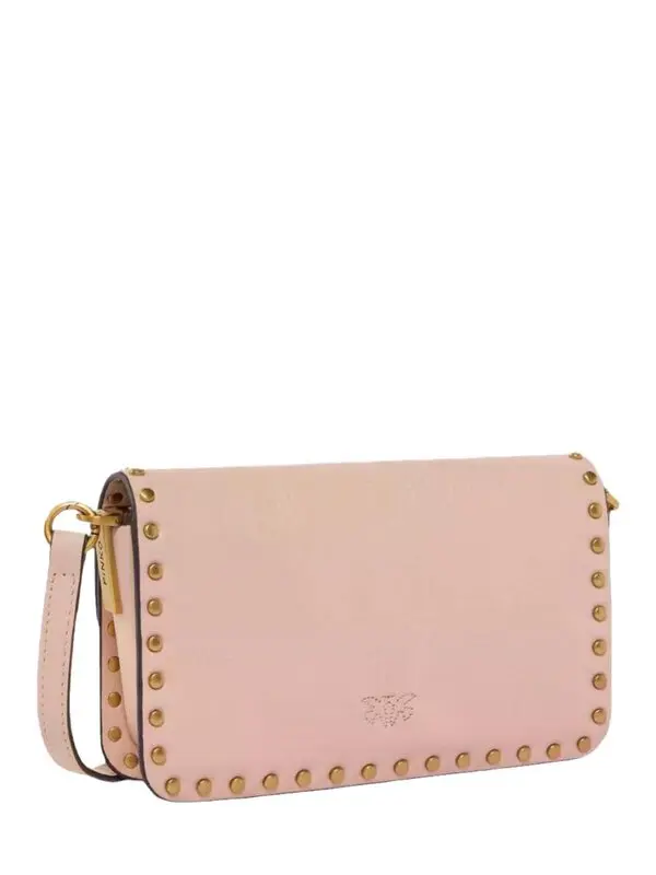 Pinko Baby Love Bag One Slouchy Crossbody Bag In Leather With Studs - Pink