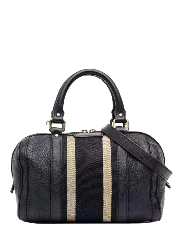 Gucci 2016-2026 Small Calfskin Web Joy Boston Bag Satchel - Black