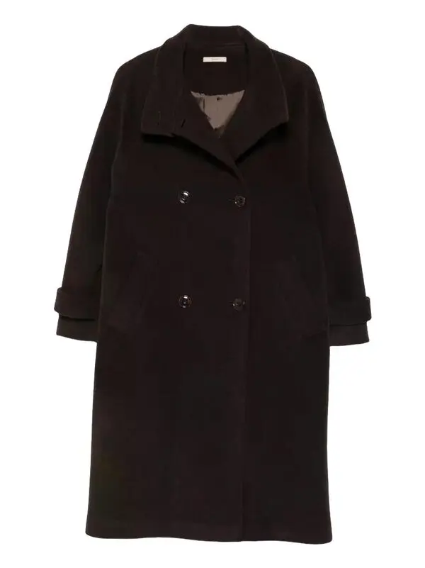 SESSUN Bleeckett Double-breasted High-neck Coat - Brown