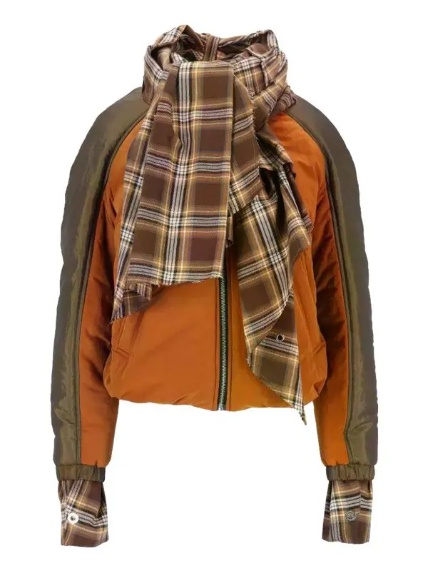 MARBELL Check-print Raglan-sleeve Jacket - Orange