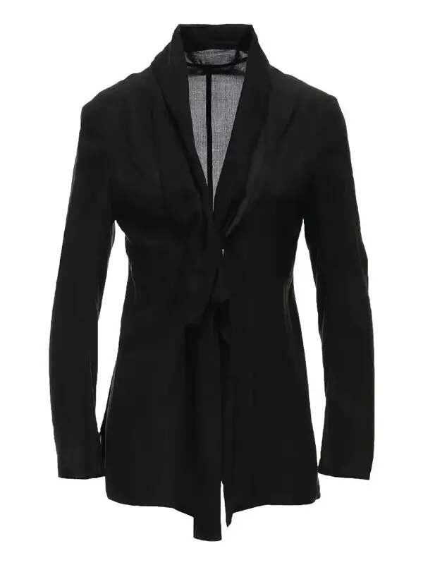 Yohji Yamamoto Tie-neck Long-sleeves Blouse - Black