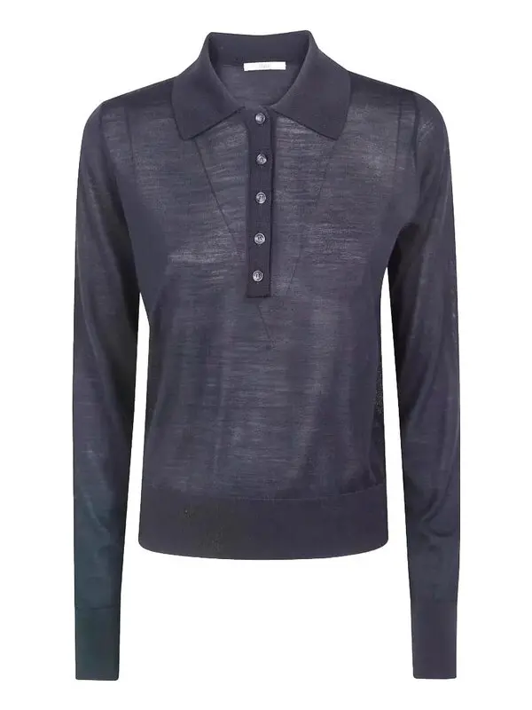 NUUR Button-up Polo-neck Sweater - Blue