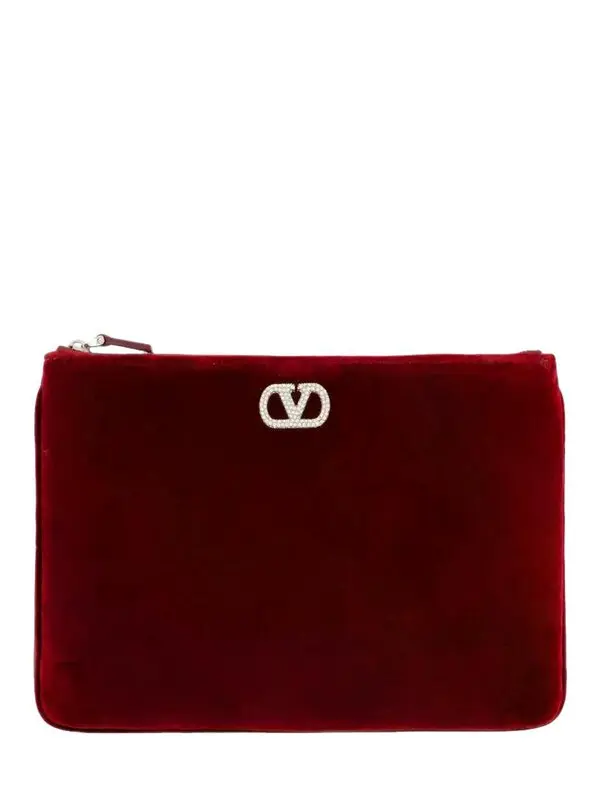 Valentino Garavani Vlogo Signature Crystal-embellished Clutch Bag - Red