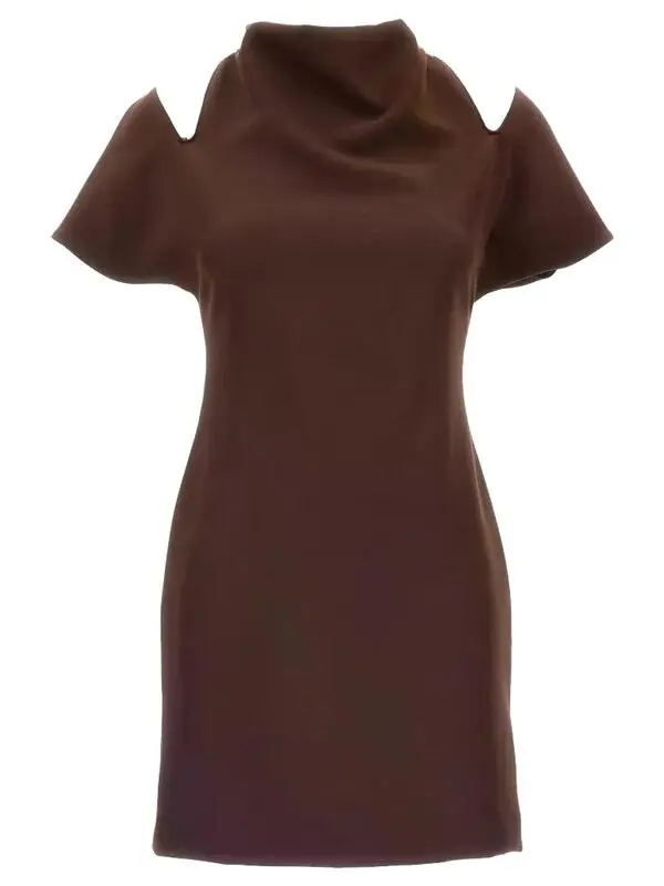 Federica Tosi Cold-shoulder Cowl-neck Mini Dress - Brown