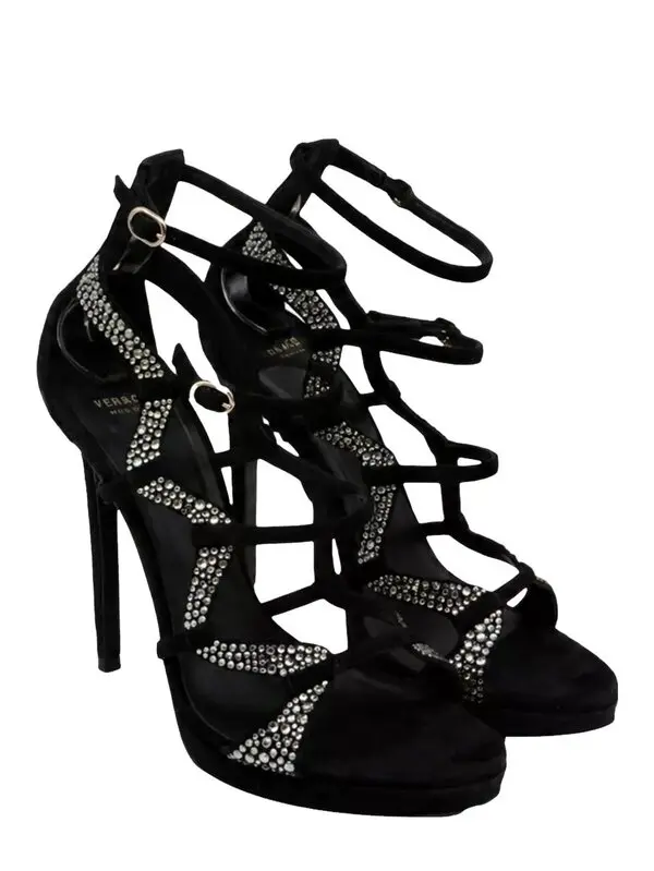 Versace Crystal-embellished Gladiator Sandals - Black