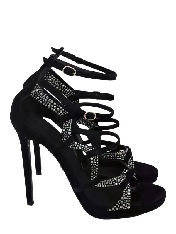 Versace Crystal-embellished Gladiator Sandals - Black