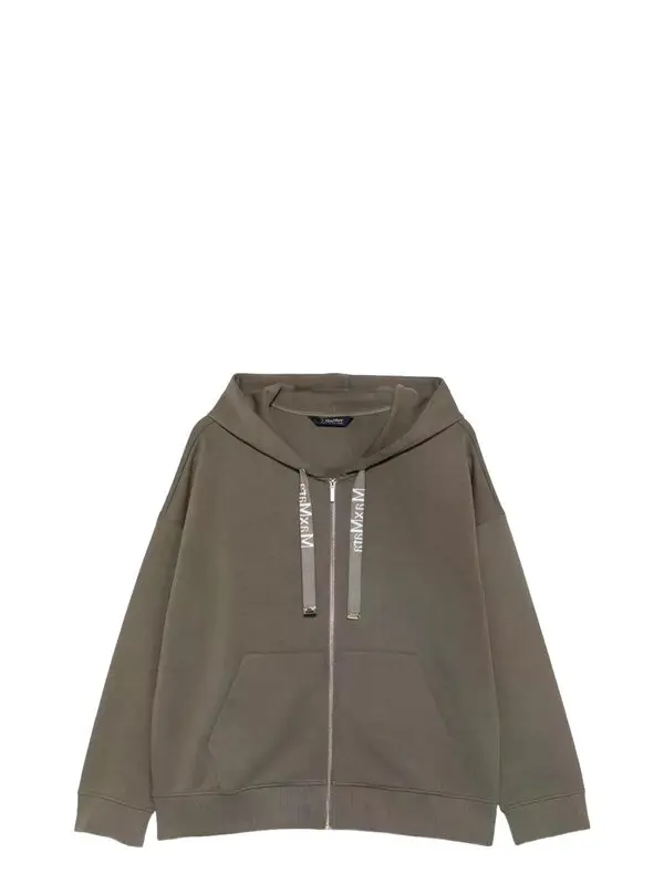 Max Mara Logo-drawstring Zip-up Hoodie - Brown