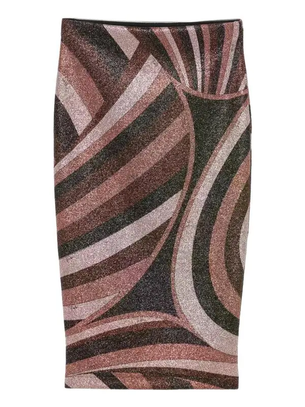 Emilio Pucci Iride-print Glittered Midi Skirt - Brown
