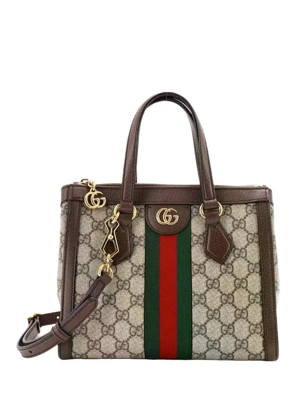 Gucci Ophidia Top Handle Gg Coated Canvas Small Tote Bag - Brown