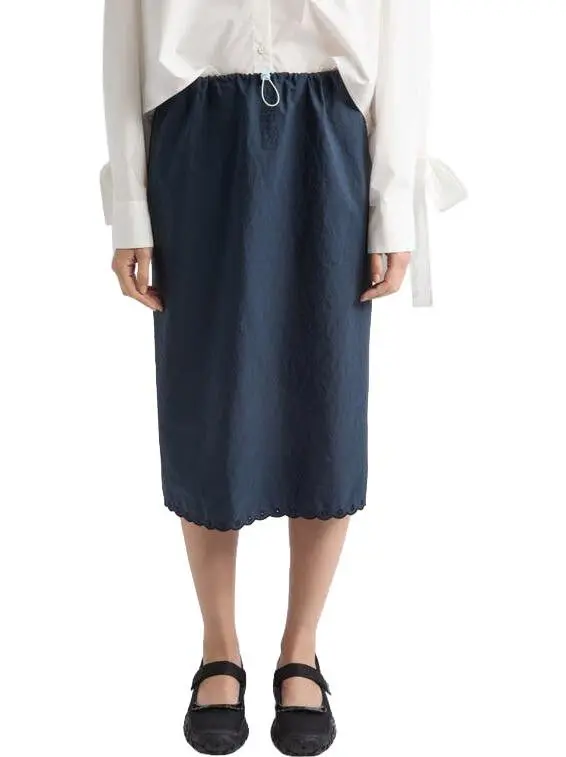 Cecilie Bahnsen Cbbria Embroidered Taffeta Midi Skirt - Navy