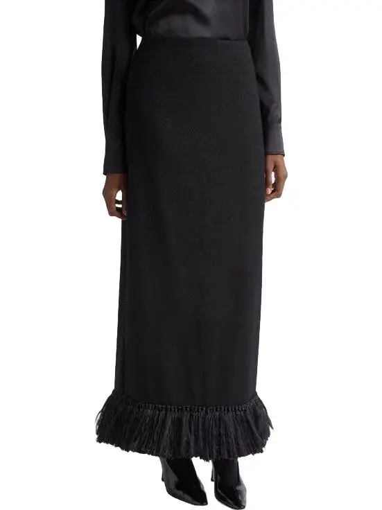HEIRLOME Matilde Fringe Maxi Skirt - Black