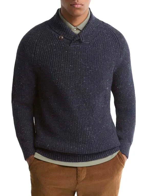 Barbour Essentials Fleck Shawl Collar Sweater - Navy