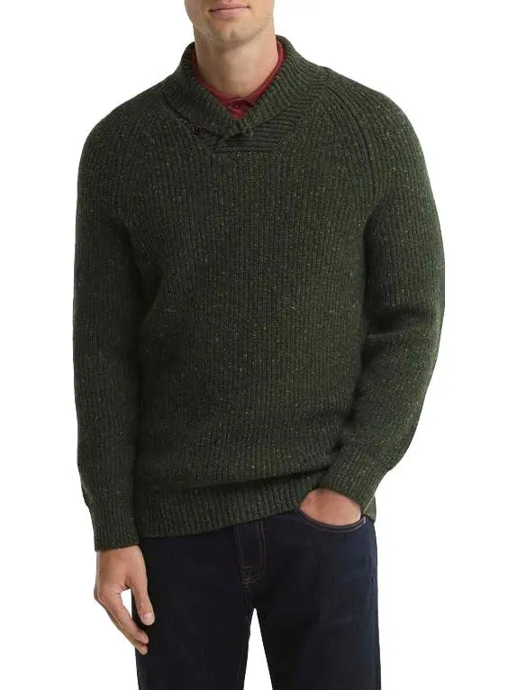 Barbour Essentials Fleck Shawl Collar Sweater - Olive